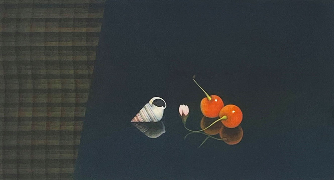 NOBOU SATO (1926 – 2005) Cherries and sea shell 2005 – Australian Galleries